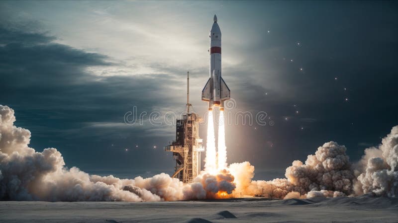 Rocket-launched Photo Space Generative AI Stock Illustration ...