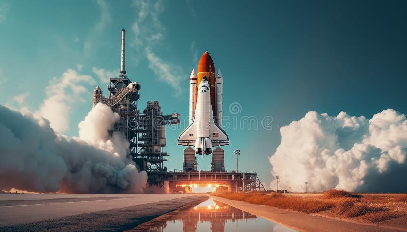 Rocket-launched Photo Space Generative AI Stock Illustration ...