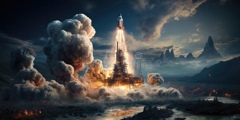 A Rocket Launched into the Vast Space of the Universe. a Historical ...