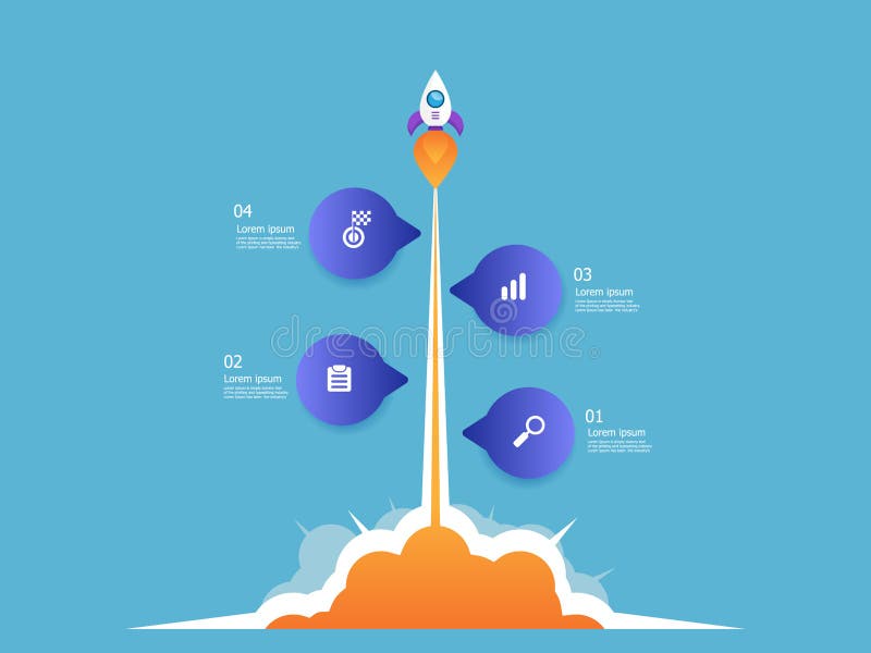 Startup Vector Circle Infographics with Rocket Launch Stock Vector ...