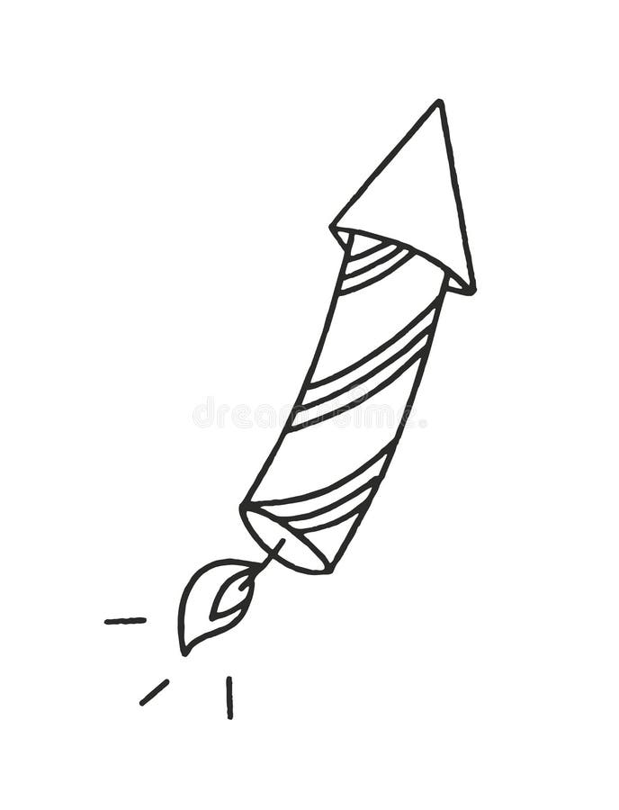 Rocket Launcher Fireworks Vector Illustration Doodle Isolated on White ...