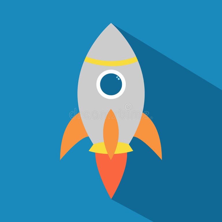Rocket Launcher Icon with Square Frame and Flat Color Design Blue Stock ...