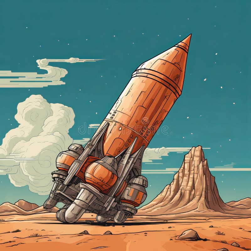 Rocket Launcher in Moebius Style: Post-apocalyptic Comic Art Stock ...