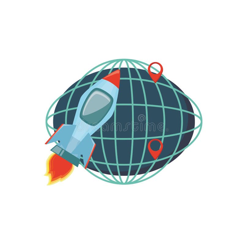 Rocket Launcher with Sphere Planet Stock Vector - Illustration of ...