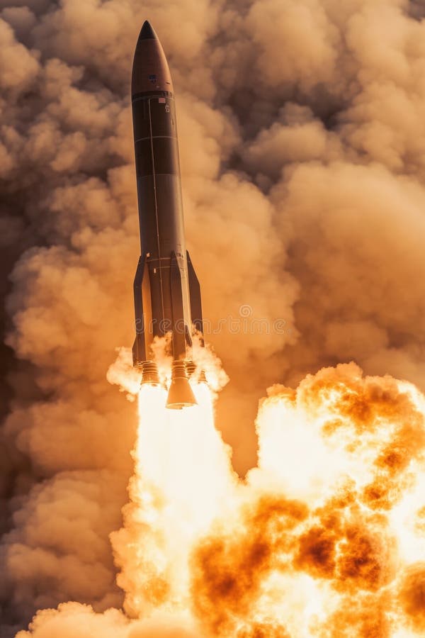 A Rocket Launches into the Air with Smoke and Flames, Potentially Used ...