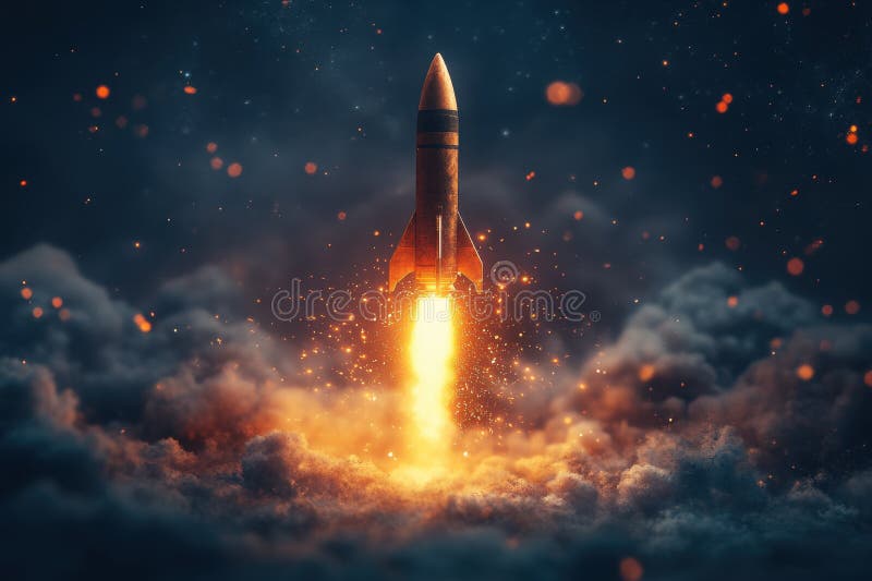 Rocket Launches Dramatically into the Sky, Leaving a Trail of Sparks ...