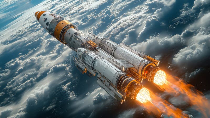 Rocket Launches into the Sky with Powerful Engines Igniting and Smoke ...