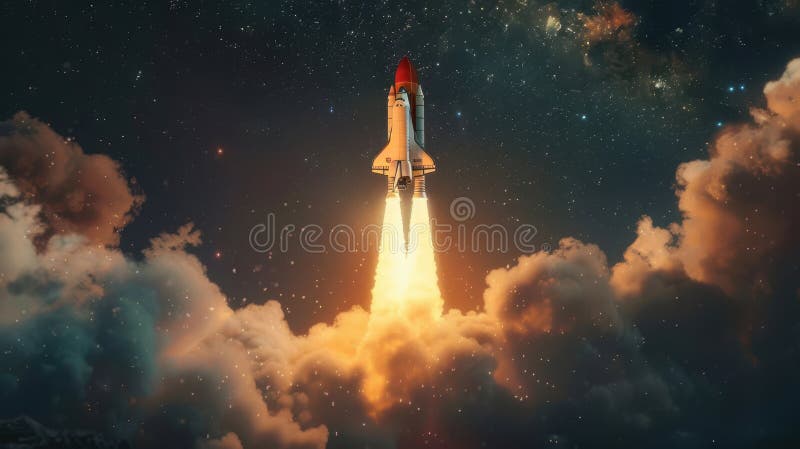 The Rocket Launches into Space. AI Generated Stock Image - Image of ...