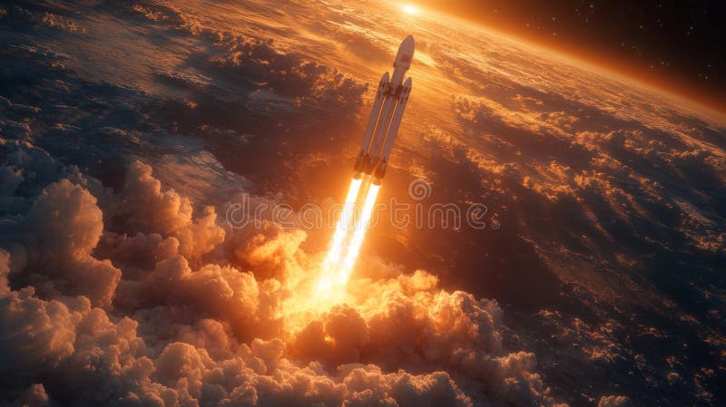 Rocket Launches into Space at Dawn, Showcasing Powerful Propulsion ...