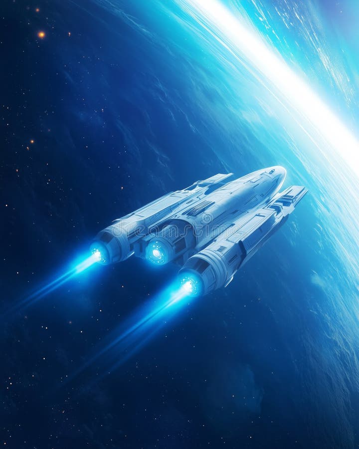 Rocket Launches into Space while Emitting Blue Flames Stock ...