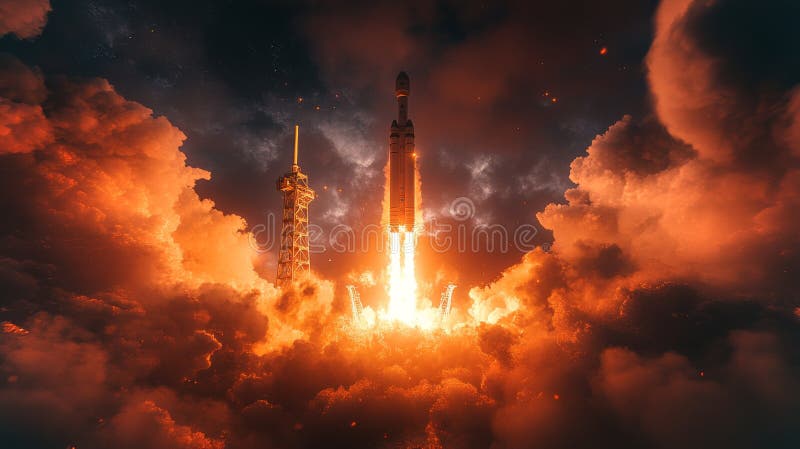 Rocket Launches into Space Illustrating the Power of Propulsion during ...