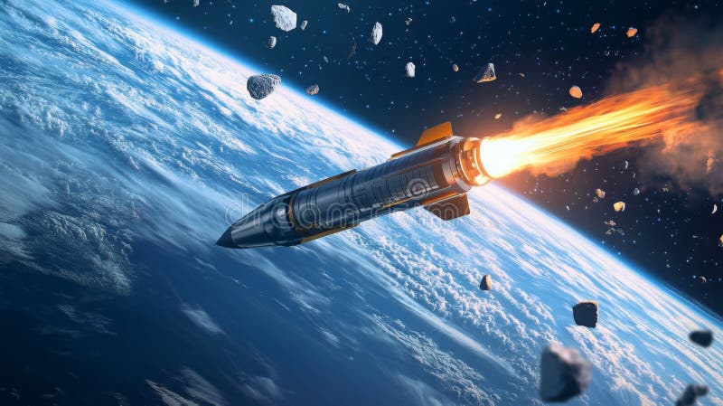 Rocket Launches into Space, Navigating Asteroids with Advanced ...