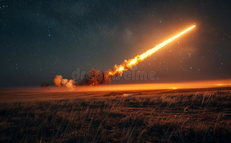 Rocket Launches into Space. Nighttime Operation of a Missile Launcher ...