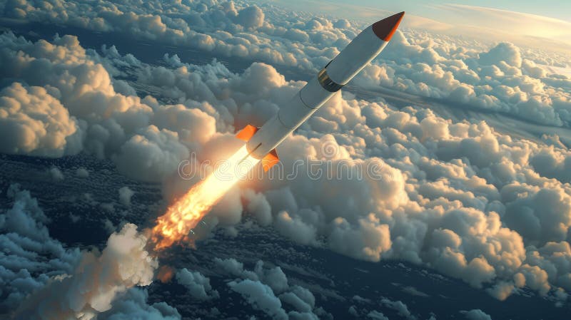 Rocket Launching Above Clouds Stock Image - Image of aerospace, horizon ...