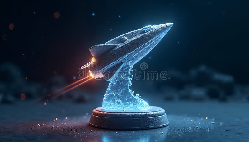 Rocket Launching from Abstract Base with Glowing Flames and Futuristic ...