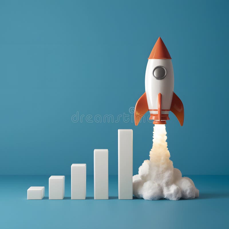 Rocket Launching from Bar Graph, Symbolizing Business Growth and ...