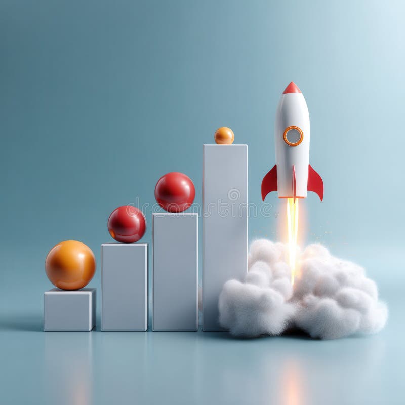 Rocket Launching from a Bar Graph Symbolizing Growth and Progress in a ...
