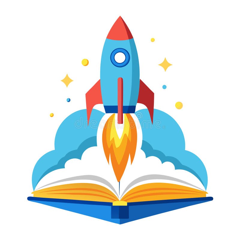 Rocket Launching from a Book, Education, Learning and Knowledge Concept ...