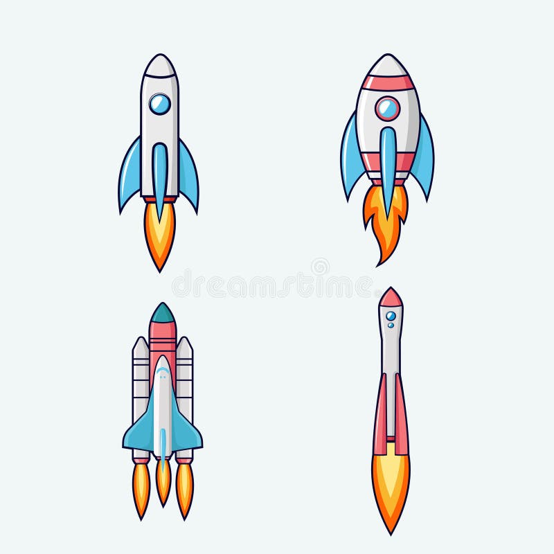 Rocket Launching Cartoon Vector Icon Illustration. Technology ...