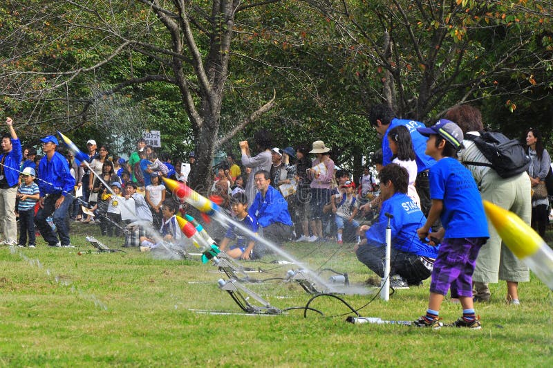 Rocket Launching by Children during JAXA Open-hous Editorial Image ...