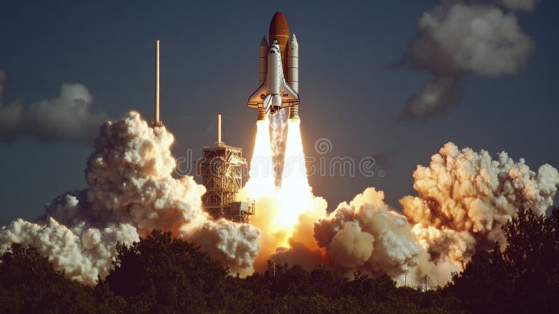 Rocket Launching into the Clear Blue Sky Stock Image - Image of ...