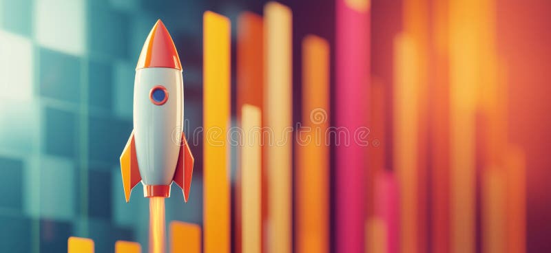 Rocket Launching Bar Graph Upward Trend Stock Photos - Free & Royalty ...