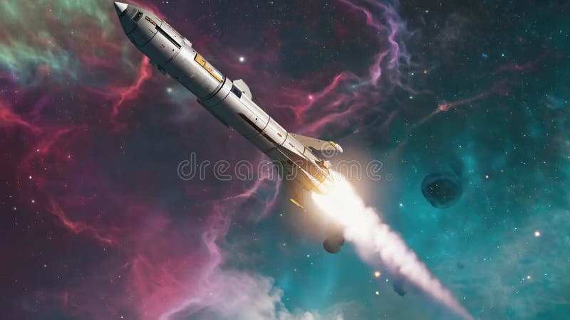 Space Exploration Concept Rocket Launch in Nebula for Poster Design ...