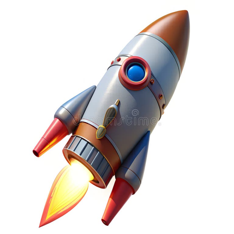 Rocket Launching 3D Rendering Model. Stock Illustration - Illustration ...