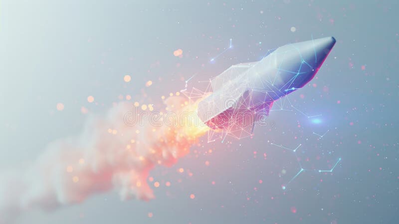 Rocket Launching with Digital Network Connections, Futuristic ...