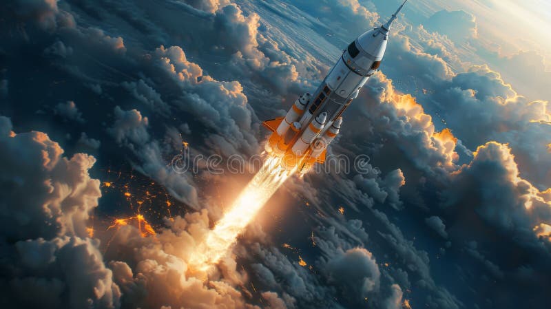 Rocket Launching from Earth with People Inside the Rocket --ar Stock ...