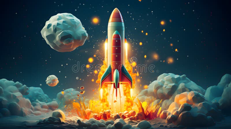 A Rocket is Launching into Space, Leaving the Worlds Atmosphere Behind ...