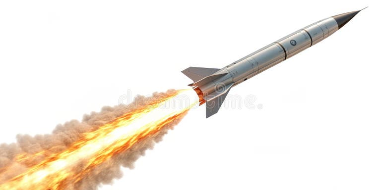 Rocket Launching with Flames and Smoke, Space, Technology Stock ...