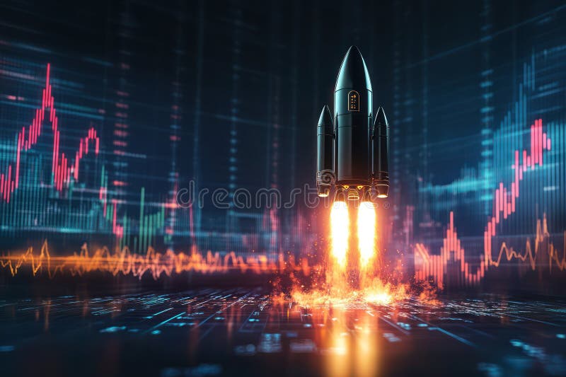 Rocket Launching Front Finance Chart Backdrop Stock Photos - Free ...