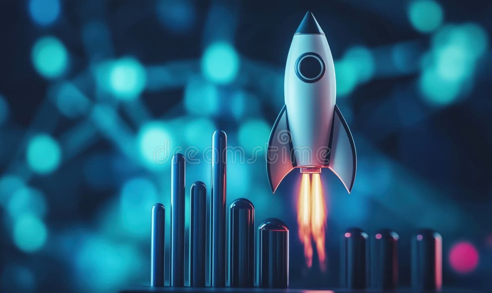 Rocket Launching with Graph Bars Representing Growth and Innovation in ...