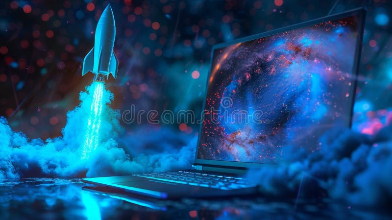 Digital Rocket Launch Startup Technology Innovation Success Business ...