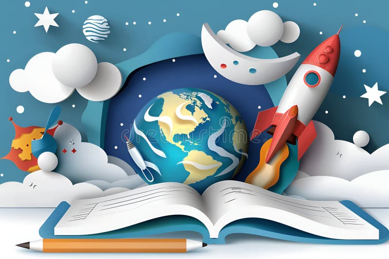 Rocket Launching into New School Year Stock Illustration - Illustration ...