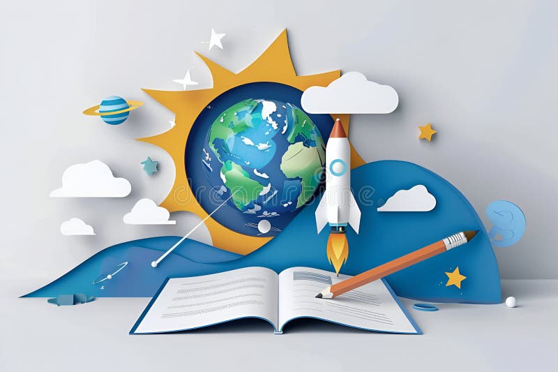 Rocket Launching into New School Year Stock Illustration - Illustration ...