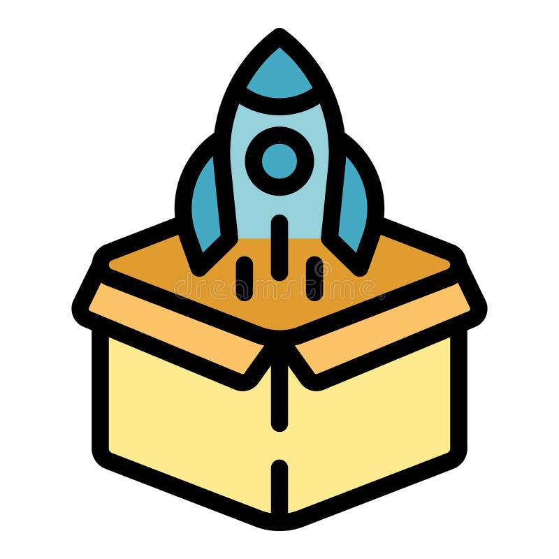 Rocket Launching Out of Cardboard Box Representing Startup Business ...