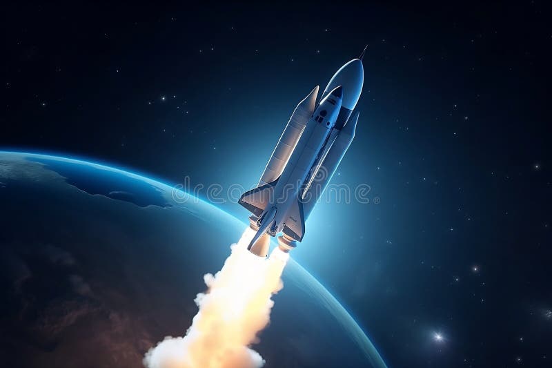 Rocket Launching into Outer Space Illustration Stock Illustration ...