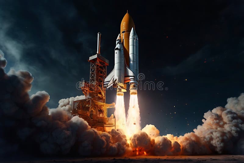 Rocket Launching from Phone: Mobile App Blastoff! Stock Illustration ...