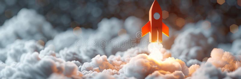 Rocket Launching into Sky Above Clouds Stock Image - Image of rocket ...