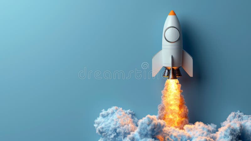 Rocket Launching into Sky Amid Clouds Stock Photo - Image of space ...