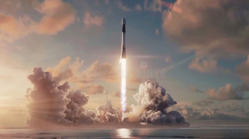 Rocket Launching into the Sky Stock Photo - Image of rendering, artist ...