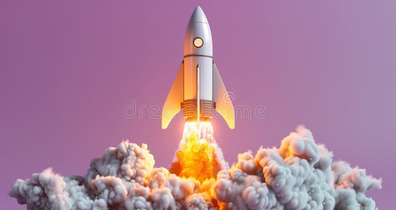 Rocket Launching into the Sky Stock Image - Image of aerodynamics ...
