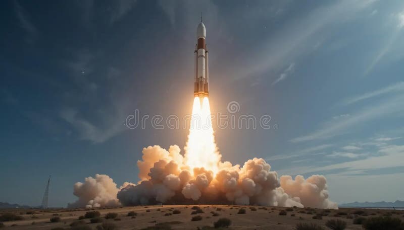 Rocket Launch in Space Extreme Heat Stock Illustration - Illustration ...