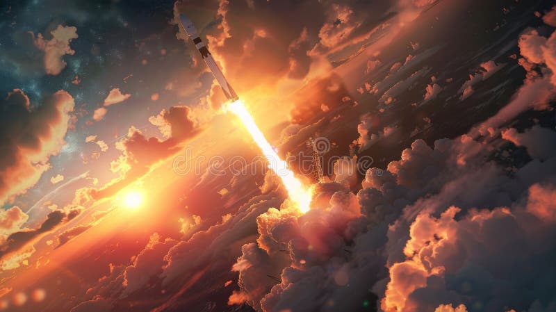 Rocket Launching into the Sky with Clouds Stock Photo - Image of atmosphere, scene: 314428678