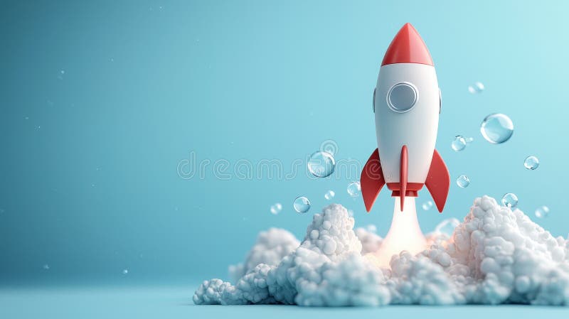 Rocket Launching into the Sky Dynamic Scene Clean Environment Creative ...