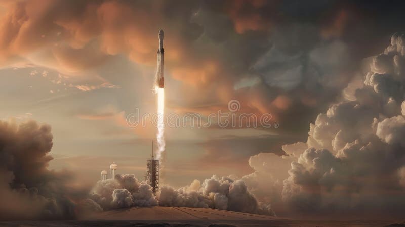Rocket Launching into the Sky Stock Photo - Image of exploration, elon ...