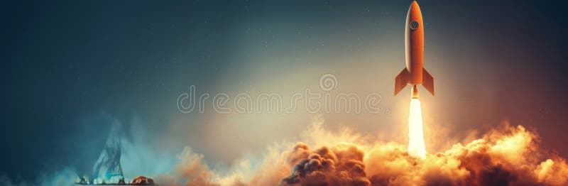 Rocket Launching into the Sky Stock Image - Image of mission ...