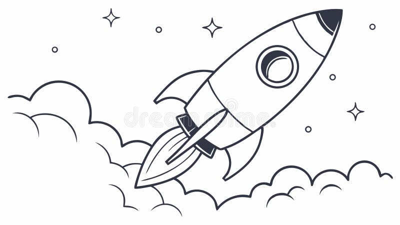 Rocket Launching into Sky Space Exploration Dream, Vector Design ...